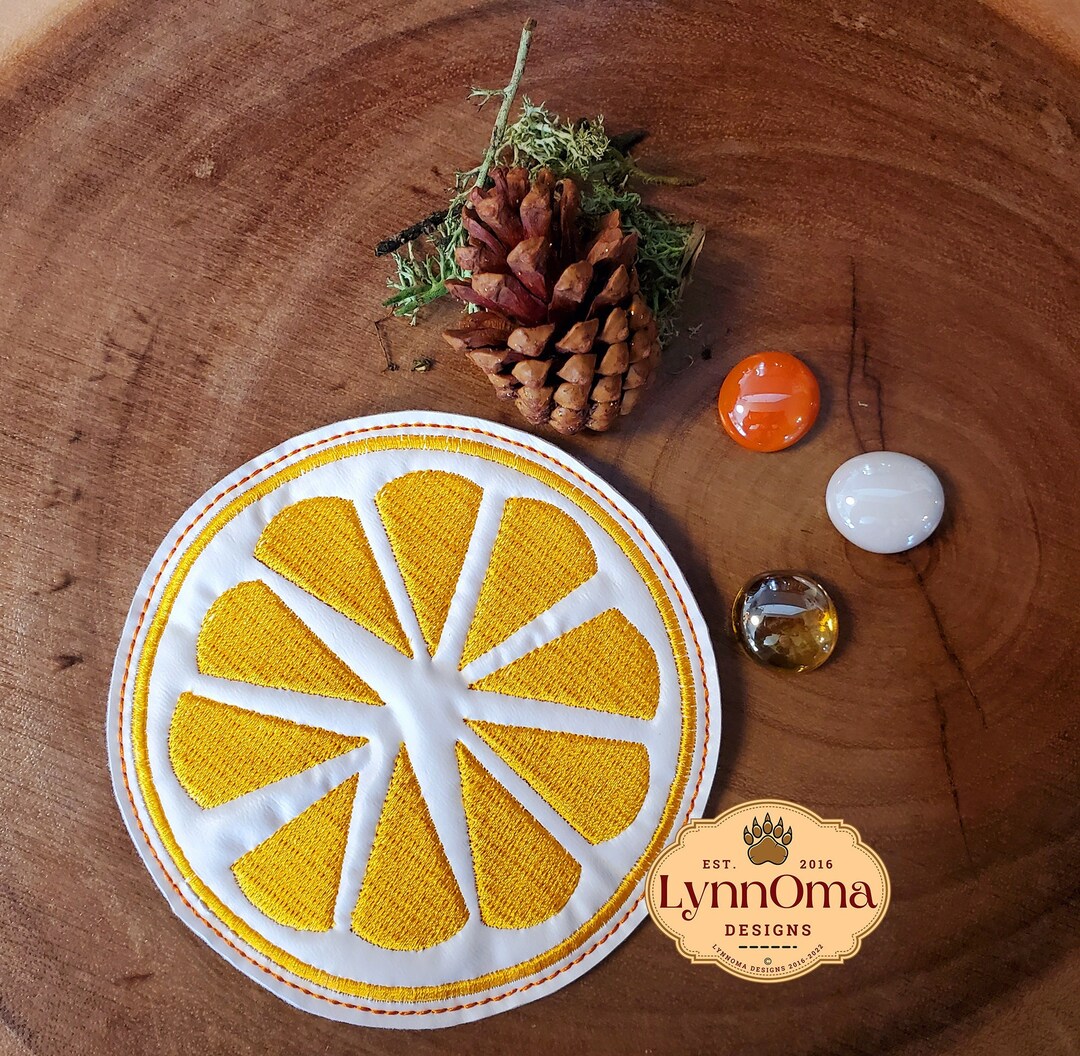 Digital File Embroidered Orange Slice Coaster Design for Machine ...