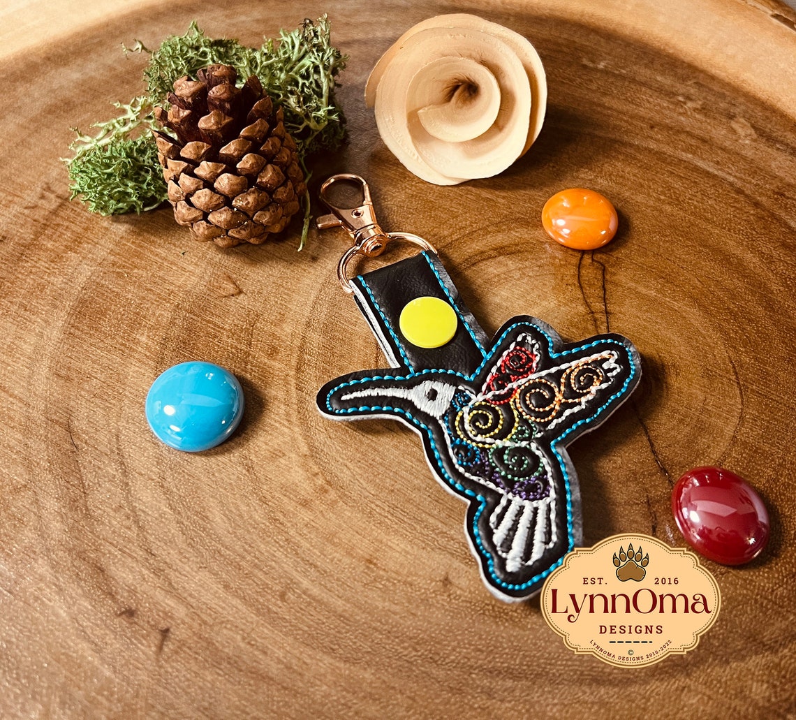 Digital File Embroidered Rainbow Hummingbird Key Chain Fob - Etsy