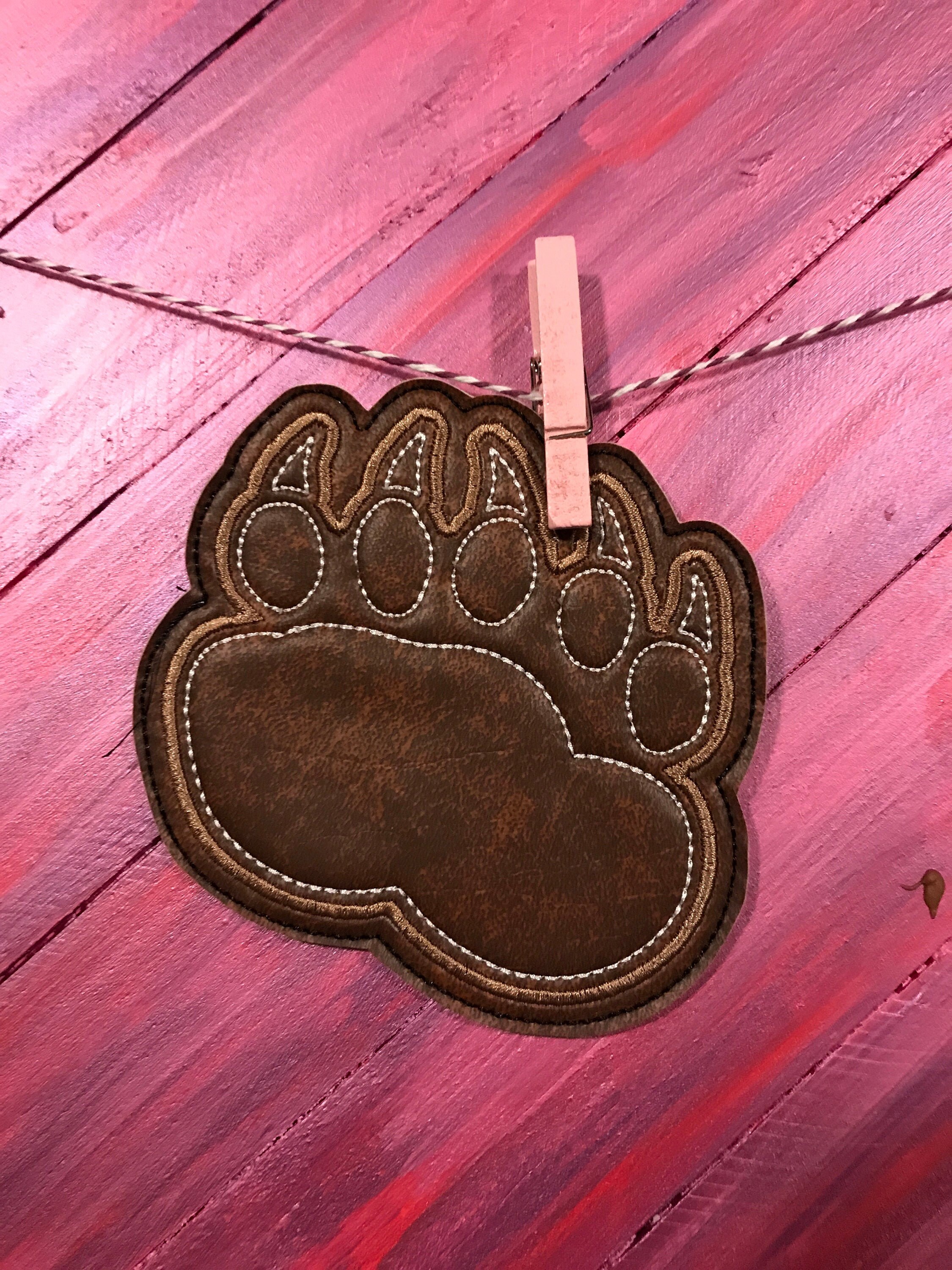 Digital File Embroidered In The Hoop Project Bear Paw Coaster | Etsy