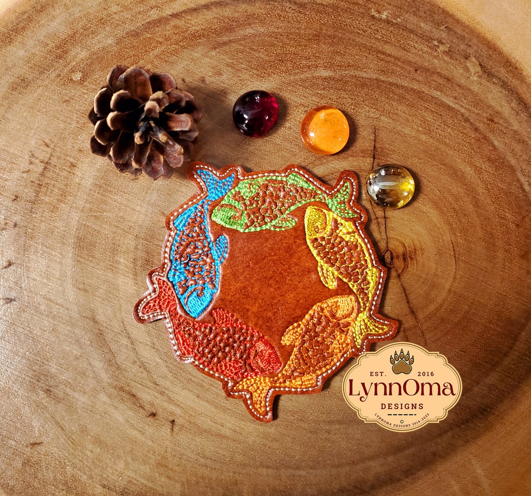 Digital File~ Embroidered Rainbow Fish Coaster Design for Machine ...