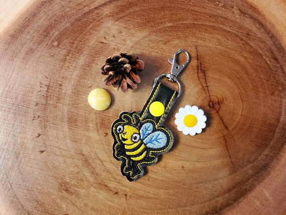Digital File Embroidered Little Honey Bee Key Chain Fob | Etsy