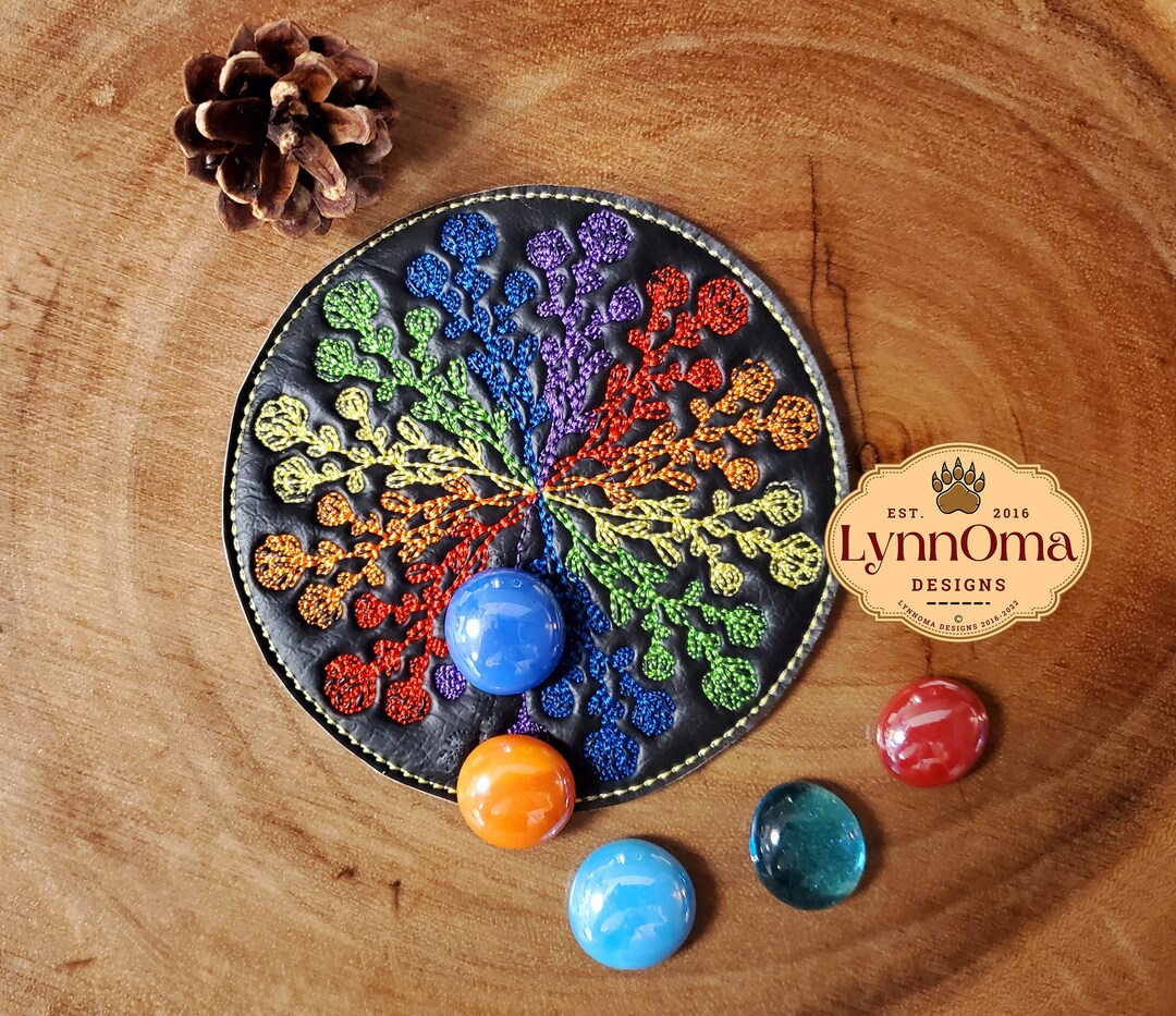 Embroidered Rainbow Rose Coaster & Bookmark Machine Embroidery Designs ...