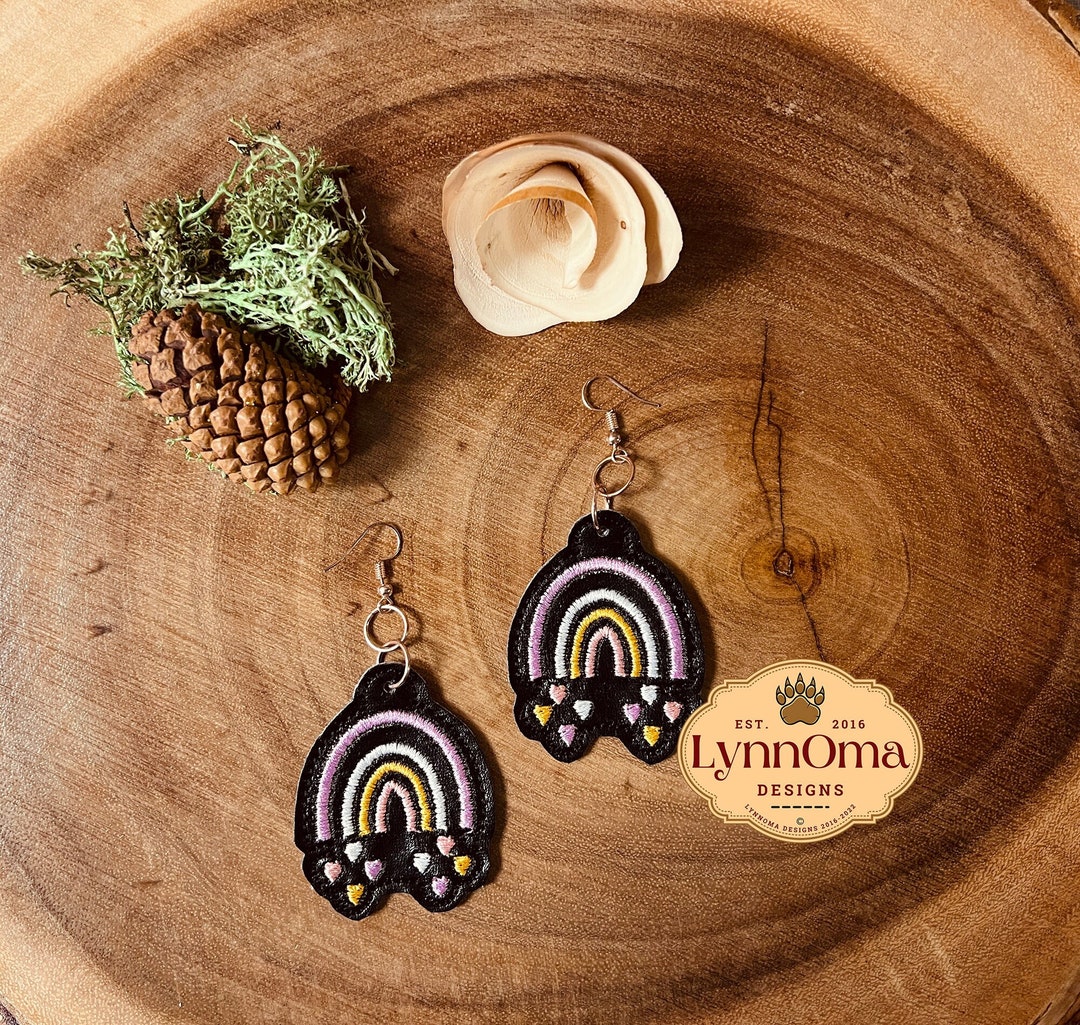 Digital File ~ Embroidered Rainbow Earrings Design for Machine ...