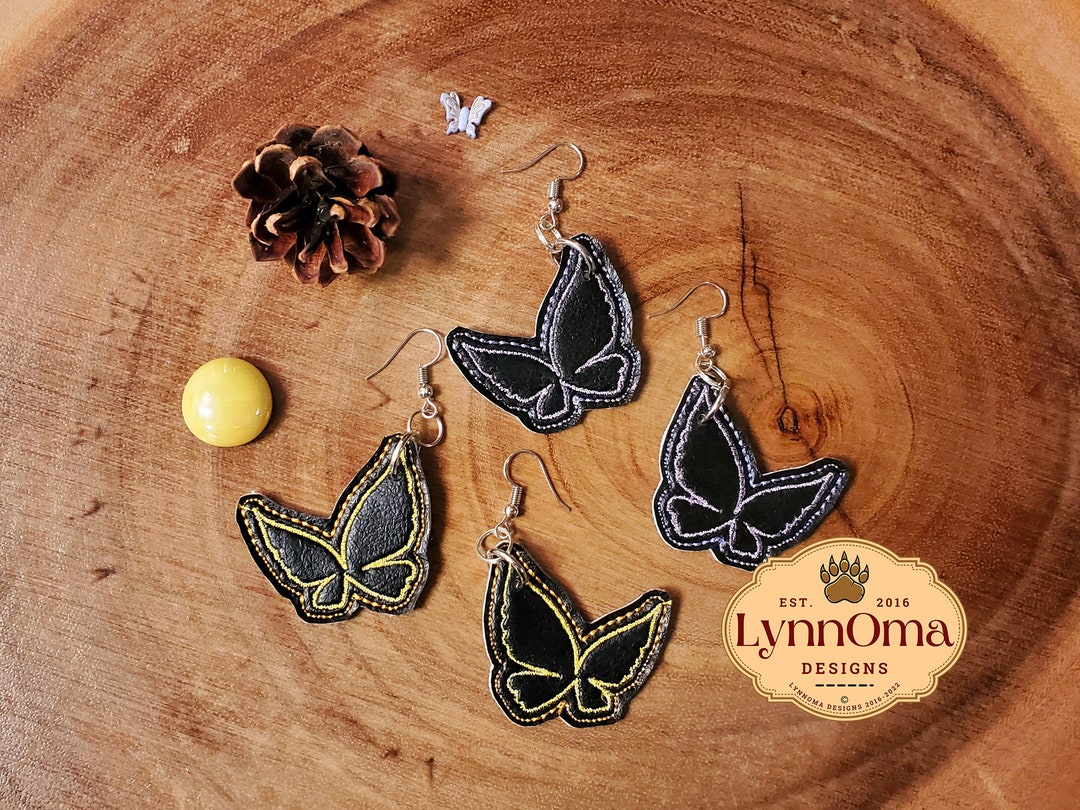 Digital File~ Embroidered Butterfly Earrings Design for Machine ...