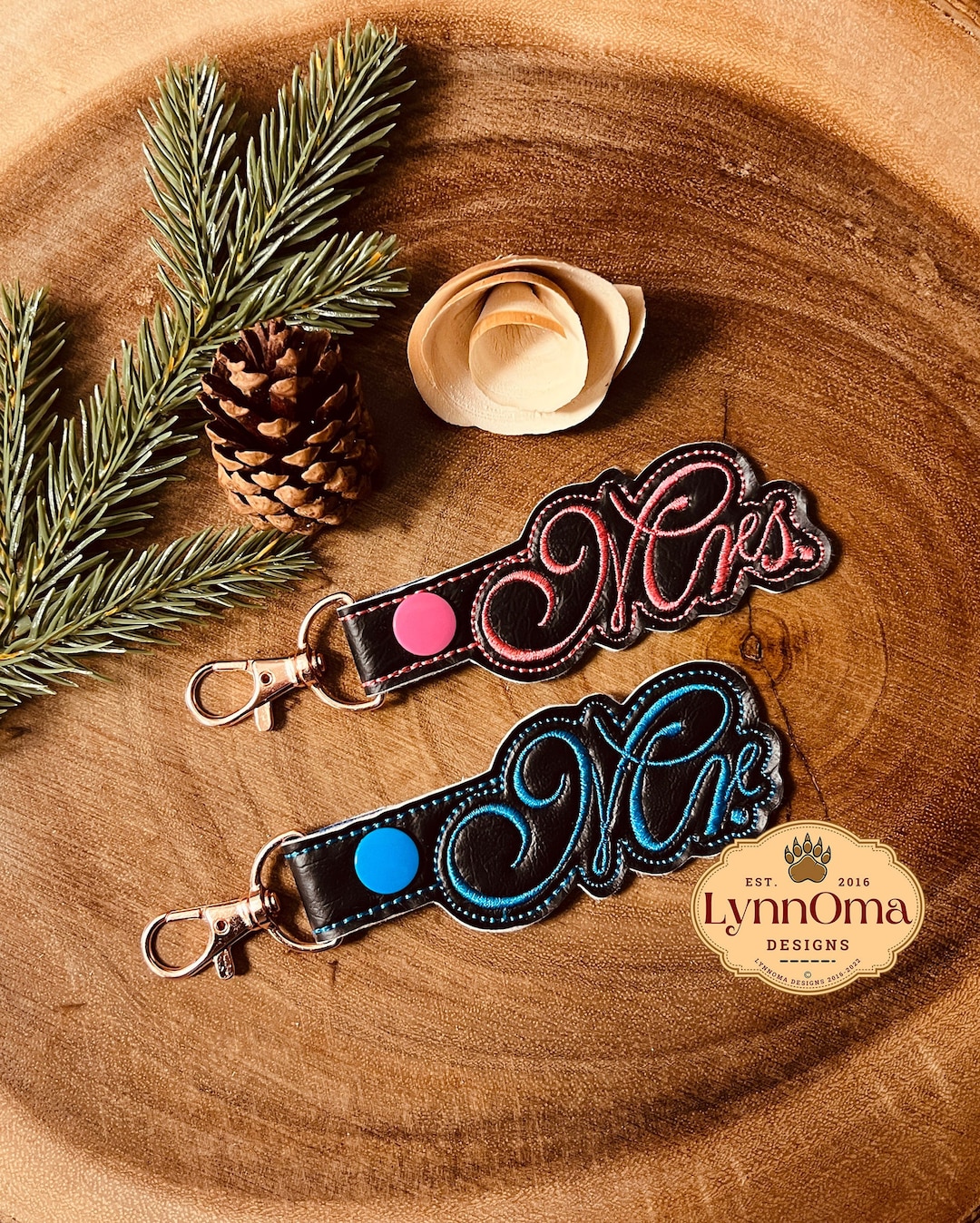 Embroidered Mr. & Mrs. Key Chain Fob Designs: 4x4 Hoops (digital File ...