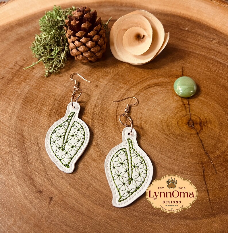 Digital File ~ Embroidered Simple Leaf Earring Design for Machine ...