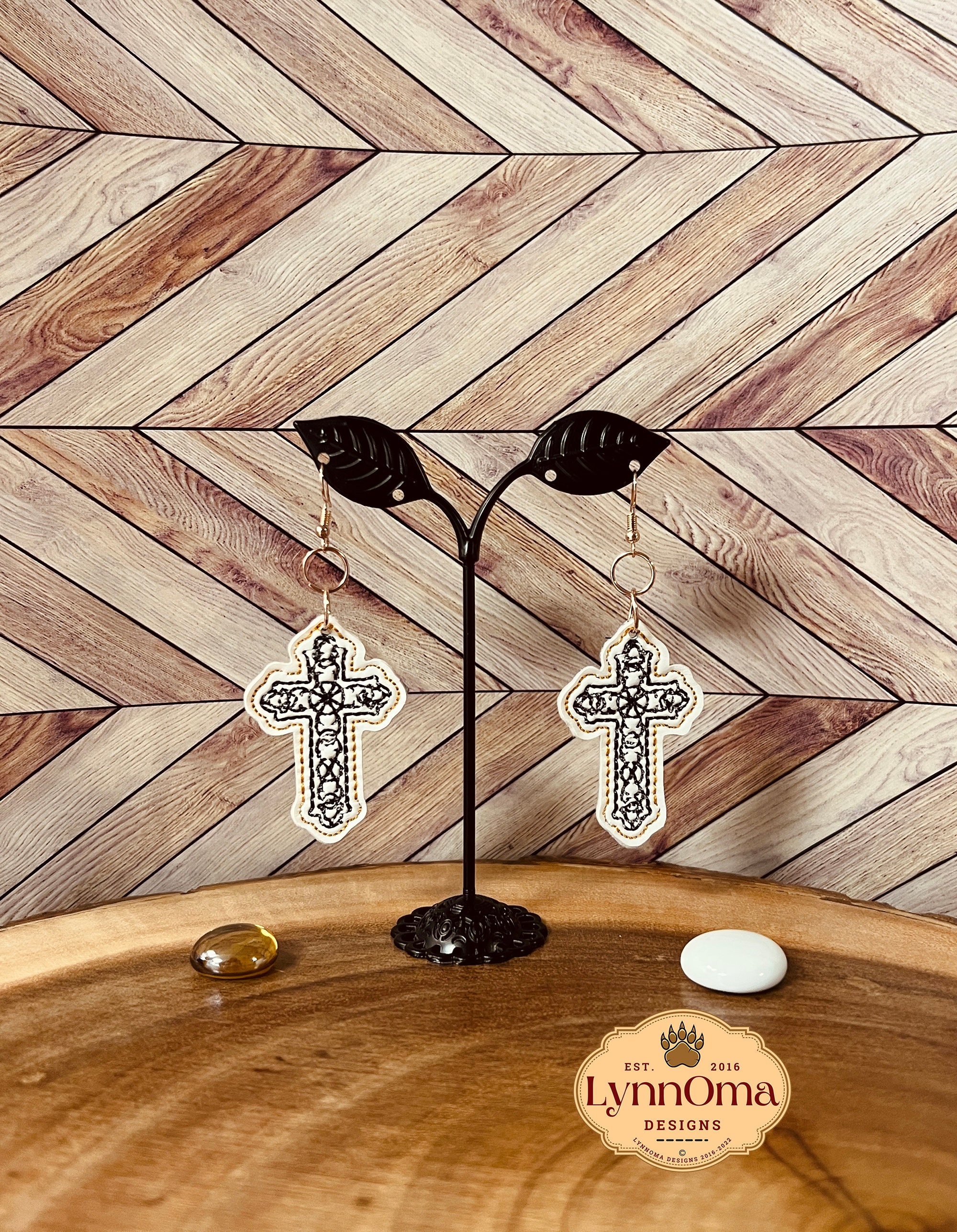 Digital File~ Embroidered Cross Earrings Design for Machine Embroidery ...
