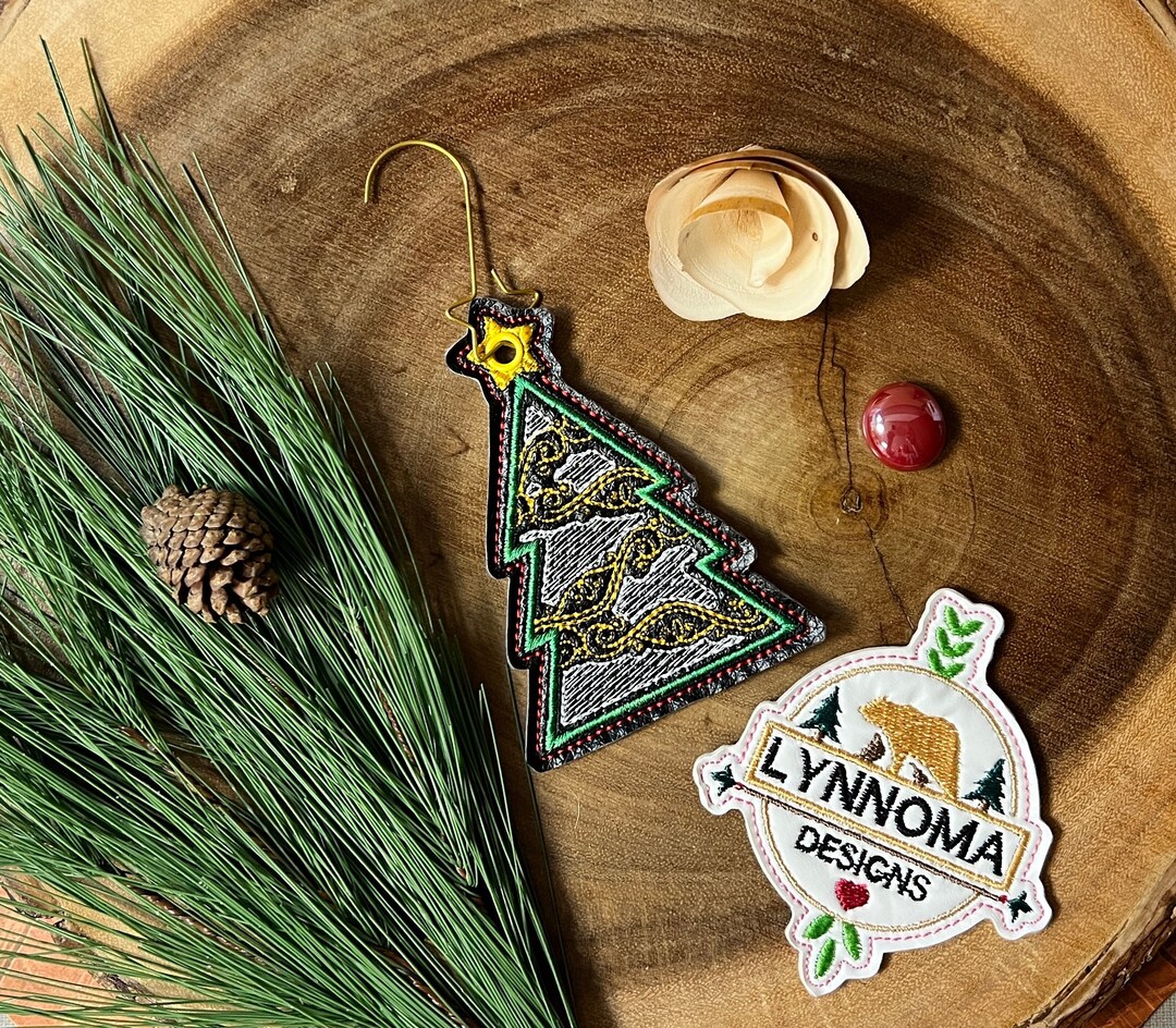 Digital File Embroidered Snowy Tree Ornament Design for Machine ...