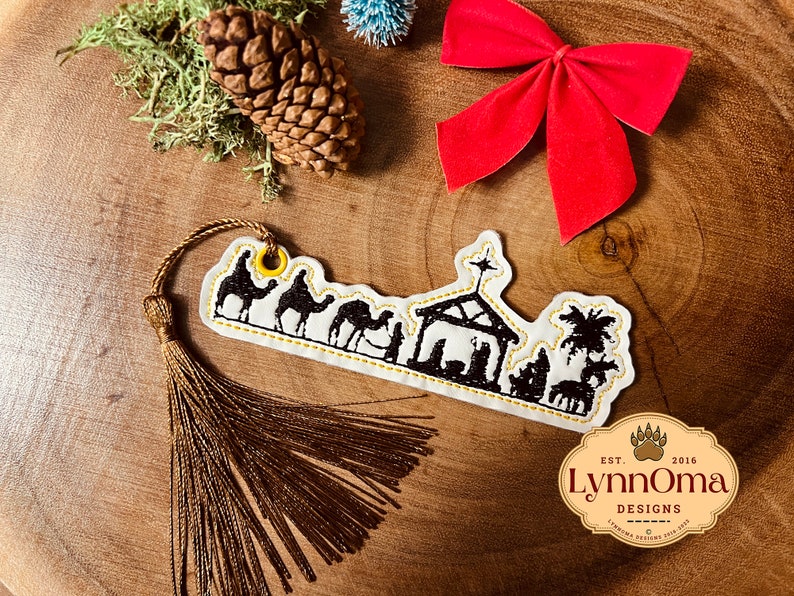 Embroidered Nativity Bookmark: Christmas Machine Embroidery Design ...
