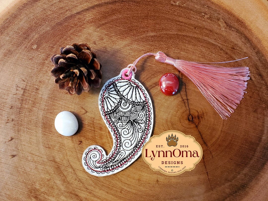 Embroidered Zen Tangle Bookmark Design: 4x4 Machine Embroidery (digital ...