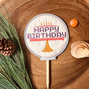 Digital File embroidered Happy Birthday Cake Topper Design for Machine ...