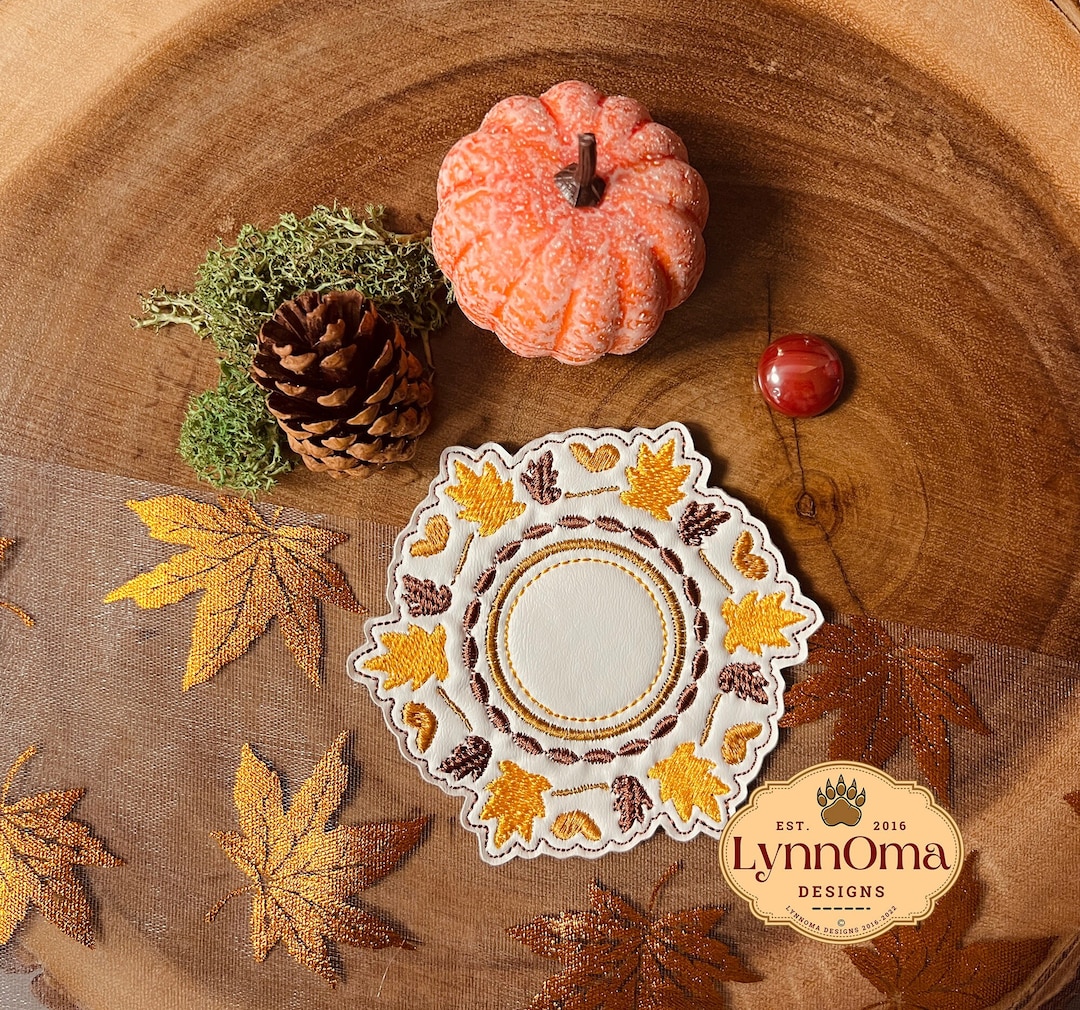 Digital File ~ Embroidered Fall Leaf Coaster Design for Machine ...