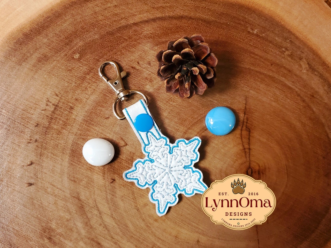 Embroidered Snowflake Key Chain Fob Design: Winter Holiday (digital ...