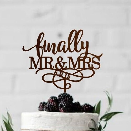 Rustic Finally Wedding Cake Topper Custom Cake Topper | Etsy