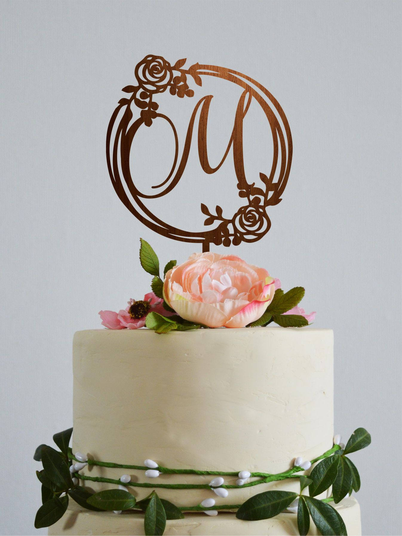 Paper & Party Supplies Party Décor Rustic Letter Cake Topper Monogram ...