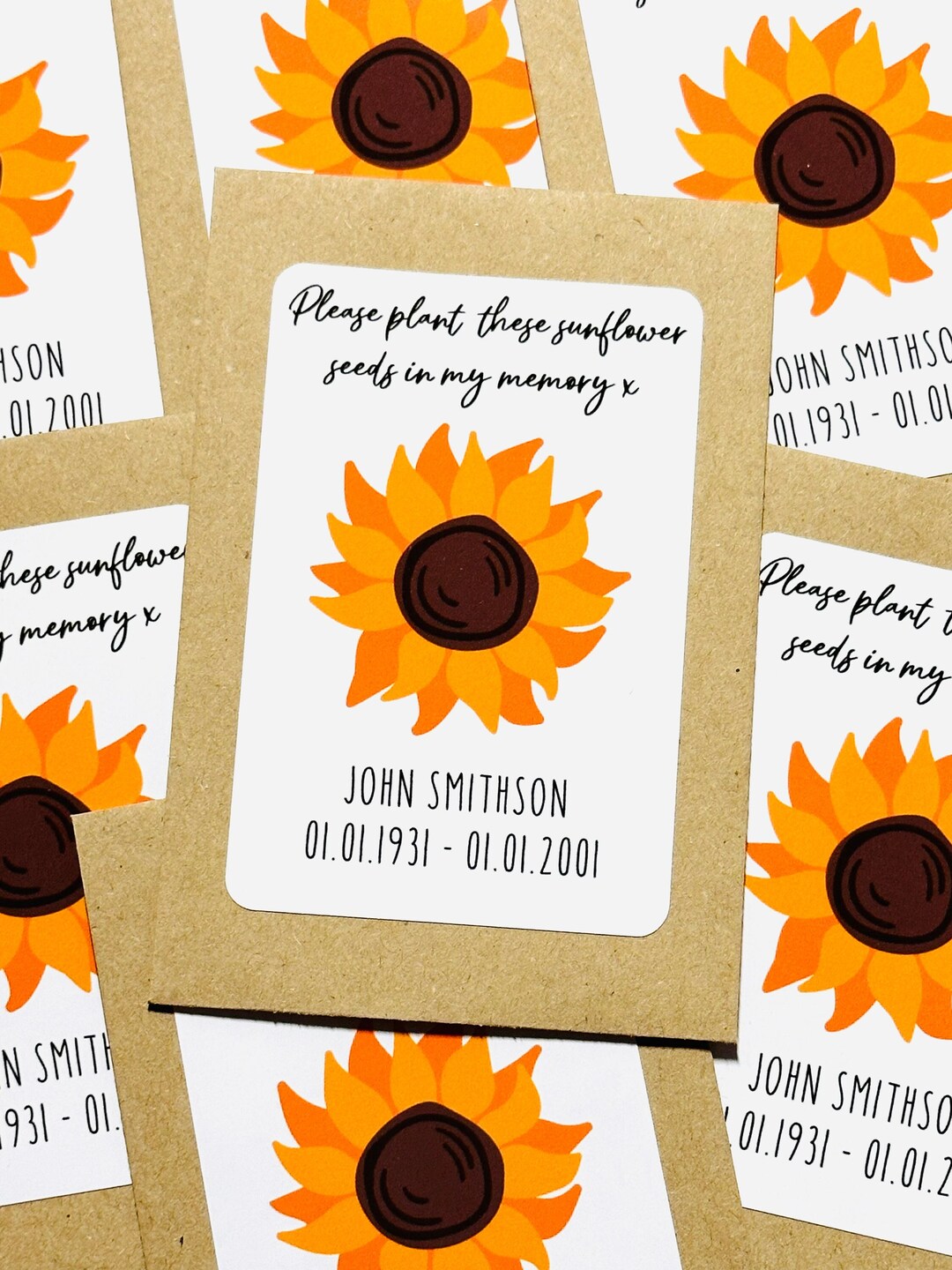 Personalised Funeral, Memorial Favour, Seeds, Sunflower Seed Packs, in ...