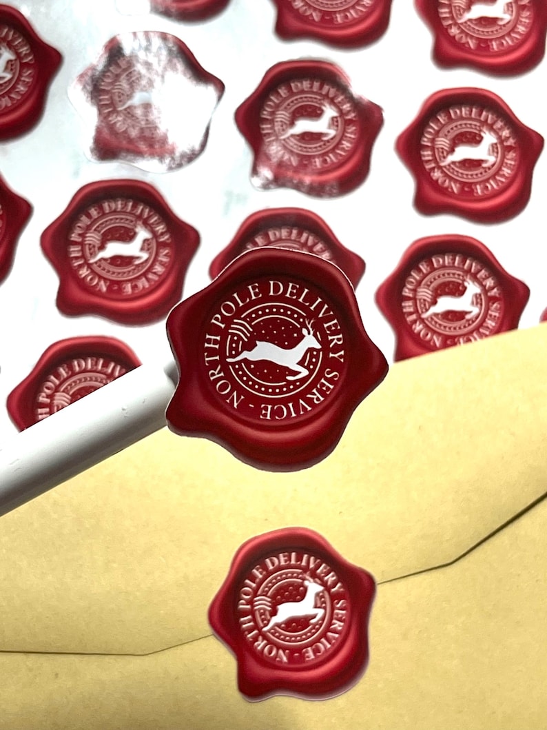 Christmas Wax Seal Effect Stickers | North Pole Delivery Service Reindeer Seal | Gloss Paper ...