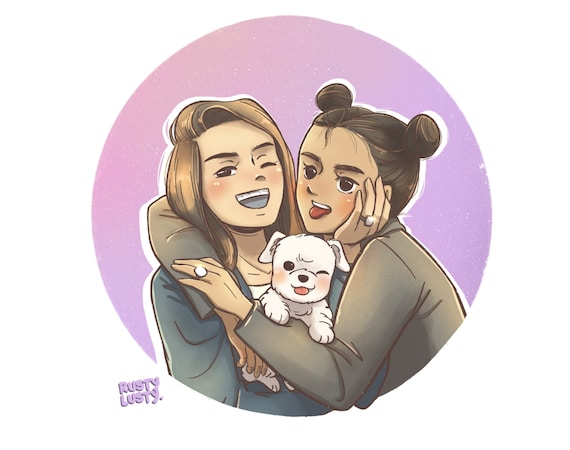 Cute Custom Couple Digital Illustration-wedding Gift | Etsy