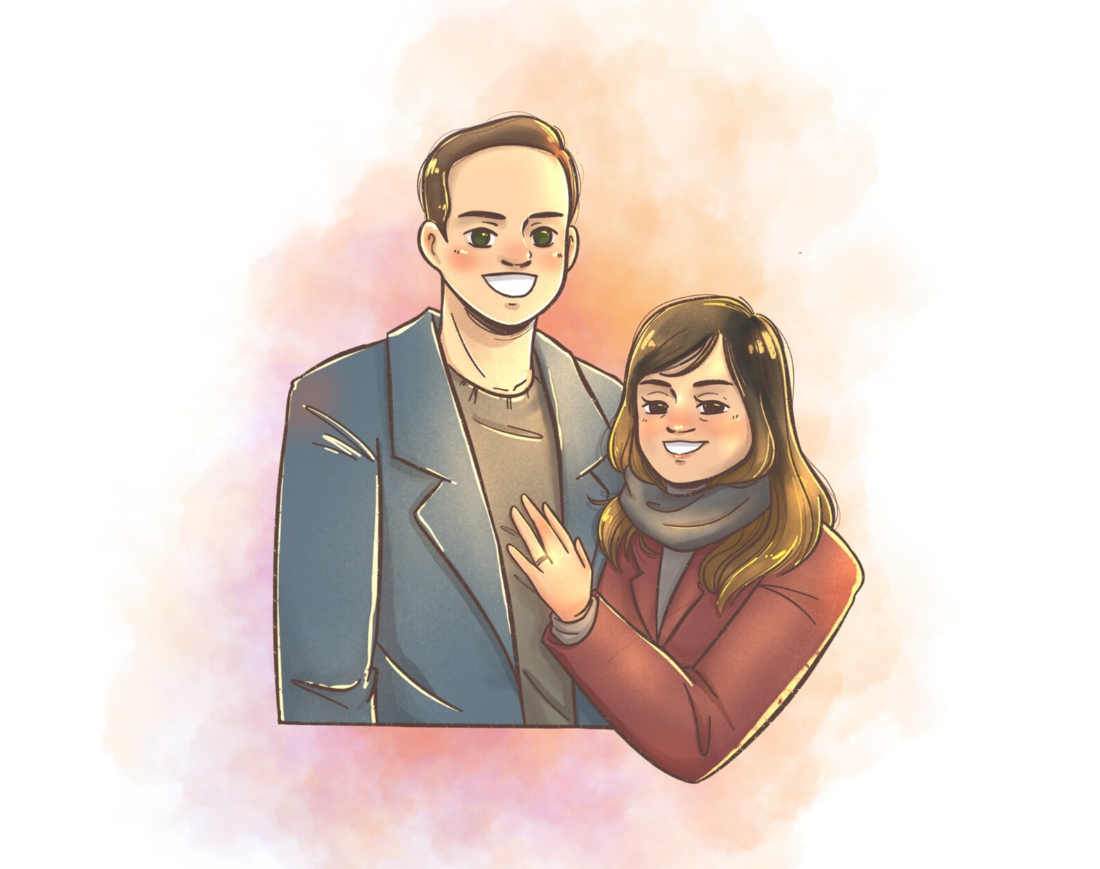 Cute Custom Couple Digital Illustration-wedding Gift | Etsy