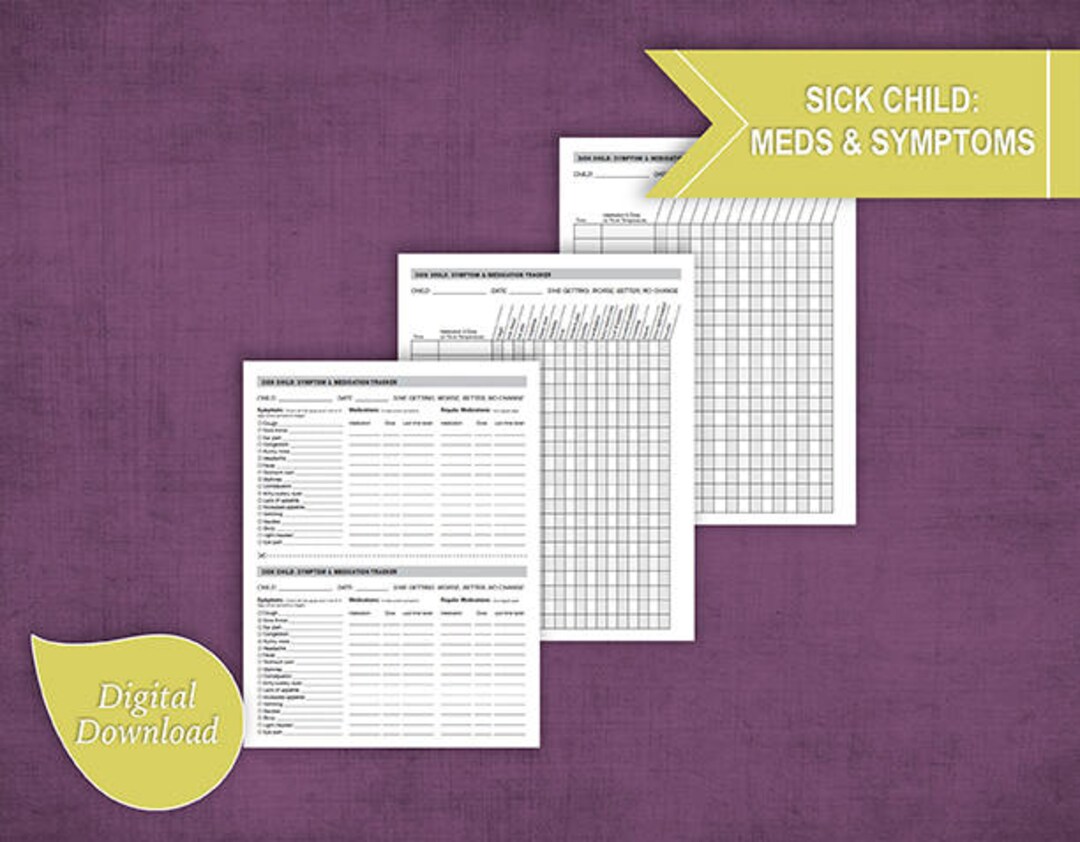 Sick/ill Child Symptom and Medication Tracker Printable PDF - Etsy ...