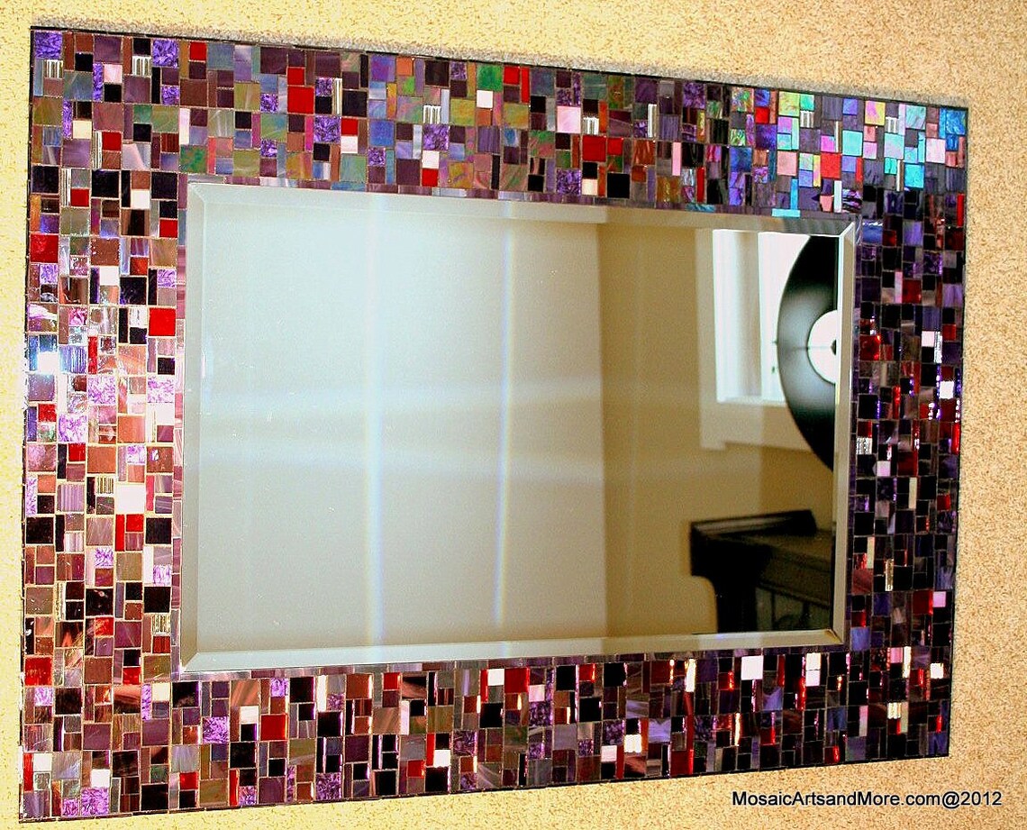 Shades of Purple Stained Glass Mosaic Mirror - Etsy