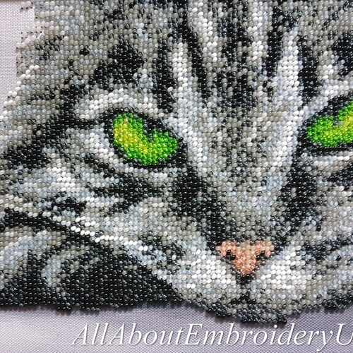 Cute Kitten Bead Embroidery Kit Cat Needlepoint Handcraft - Etsy