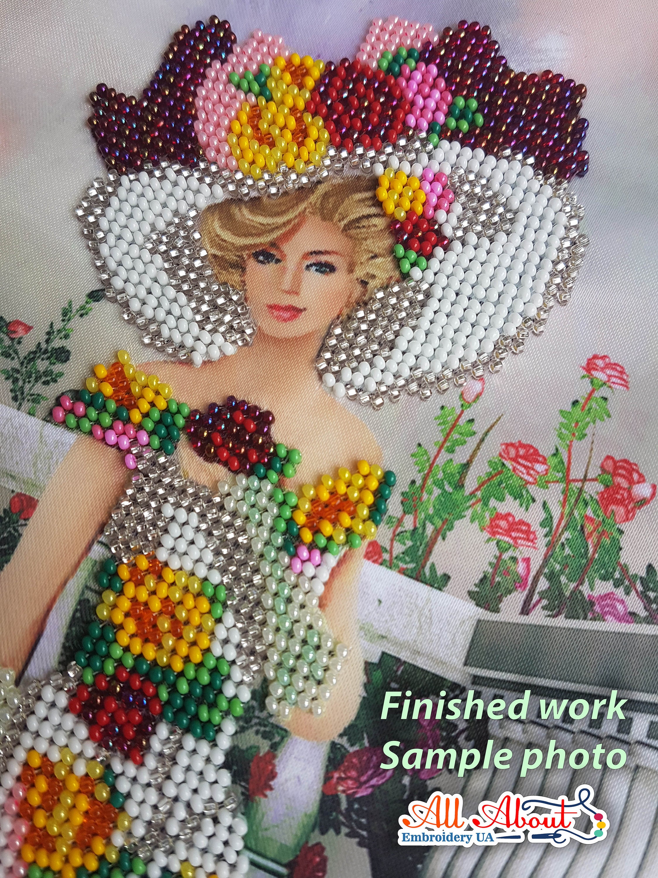 Bead Embroidery Kit, Lady in White, Needlepoint, Princess, Handcraft ...