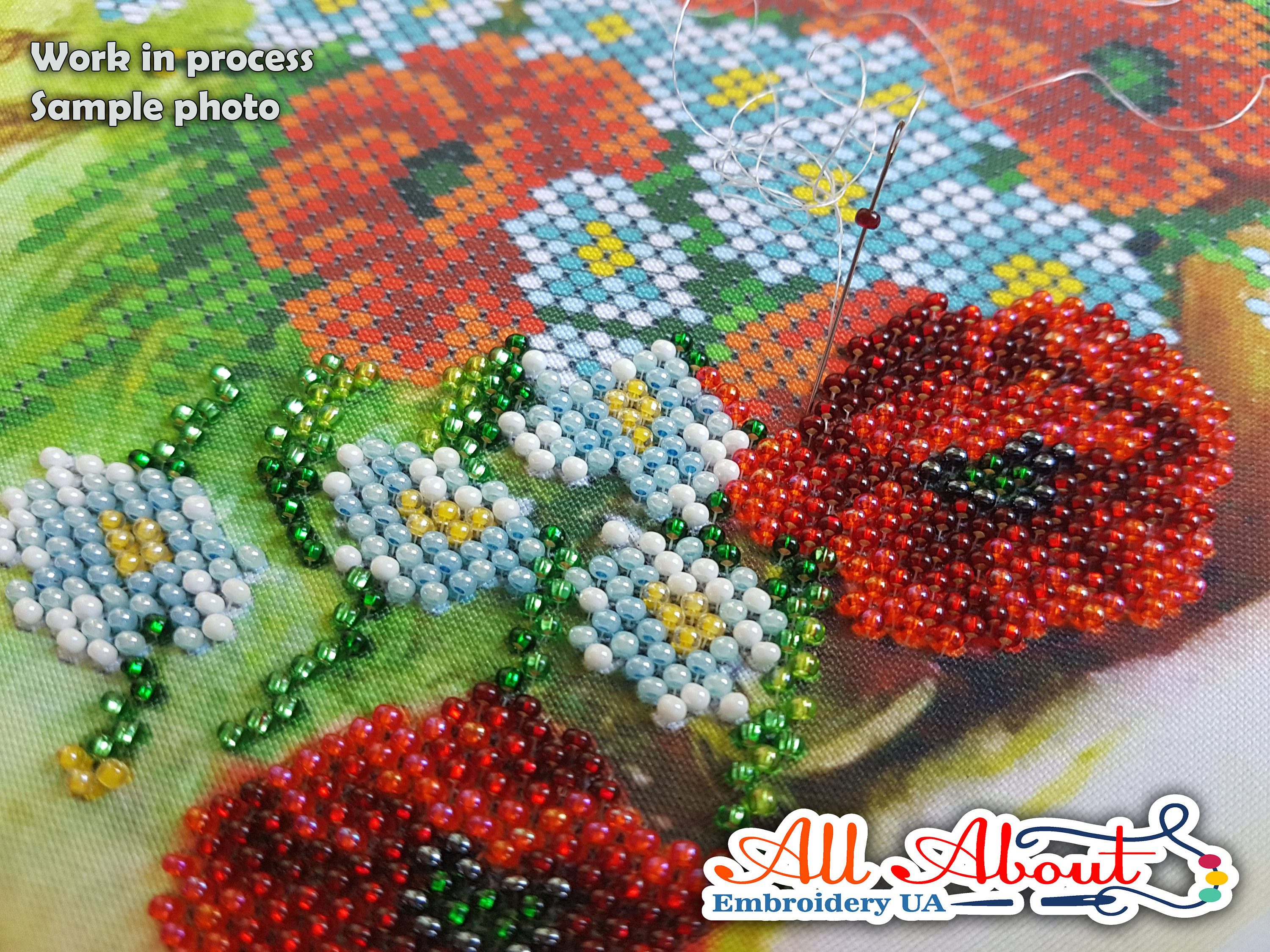 Wildflowers Bead Embroidery Needlepoint Tapestry Kit Poppies | Etsy