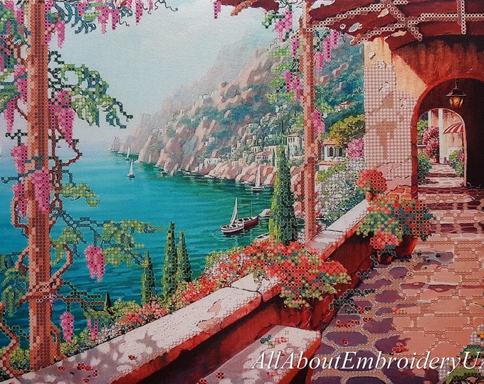 Bead Embroidery Kits, Seascape Beach Scene, Needlepoint Kit, Sea ...