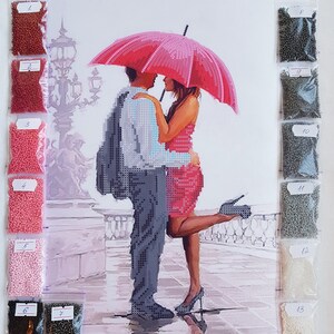 Romantic Love Couple Bead Embroidery Kit, Lovers Needlepoint, Walking ...