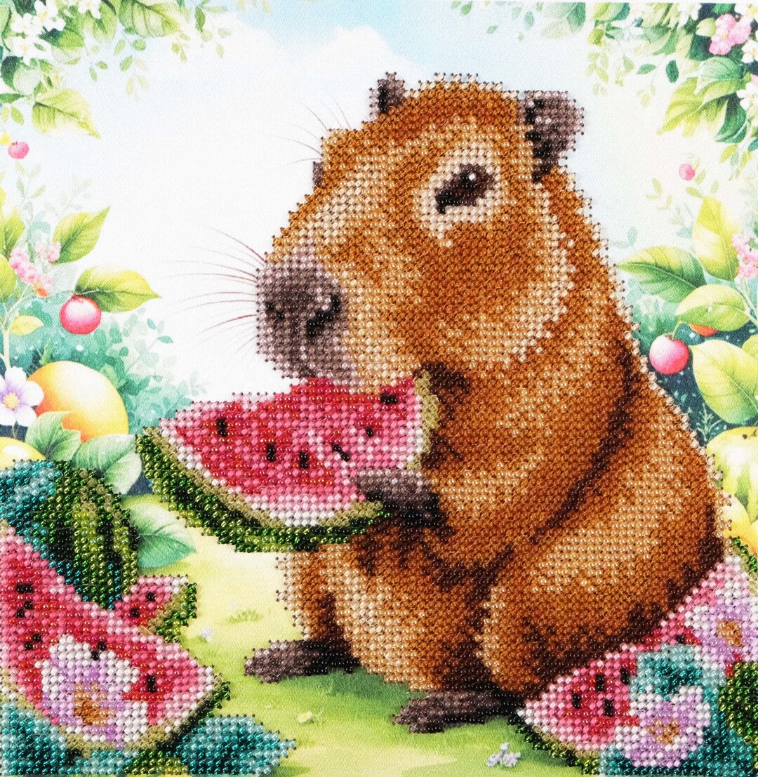 Bead Embroidery Kit Capybara DA-3126 Allaboutembroideryua Animal Beaded ...
