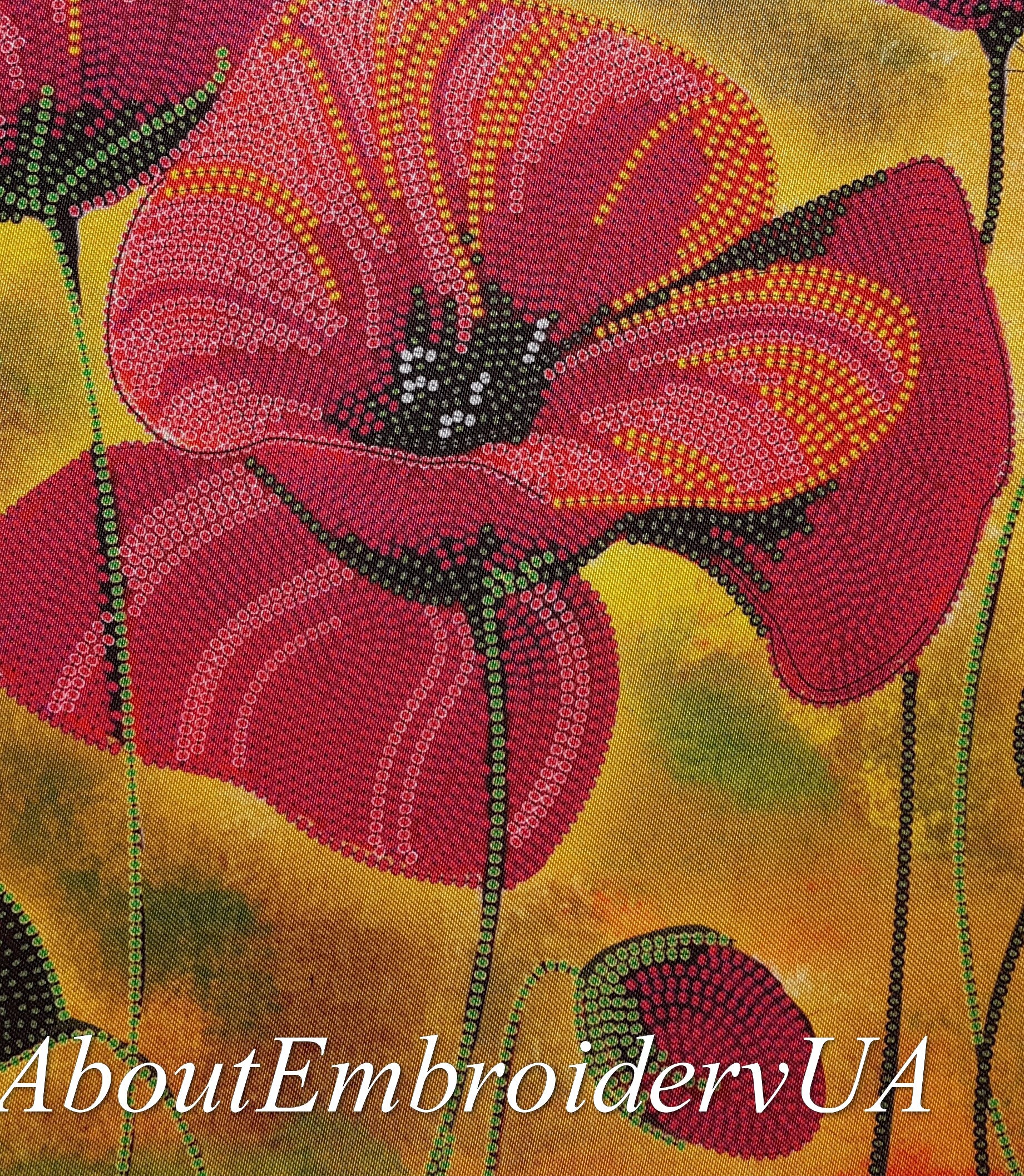 Bead Embroidery Kit Red Poppies Beaded Stitching Floral - Etsy