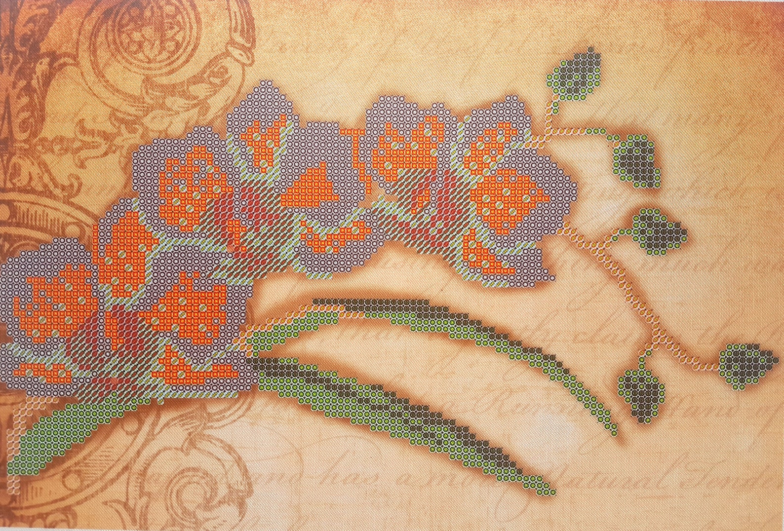 Orchid Bead embroidery kit Floral DIY 3D Needlepoint Tapestry | Etsy