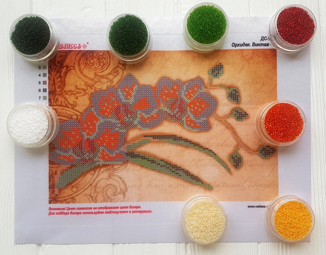 Orchid Bead embroidery kit Floral DIY 3D Needlepoint Tapestry | Etsy