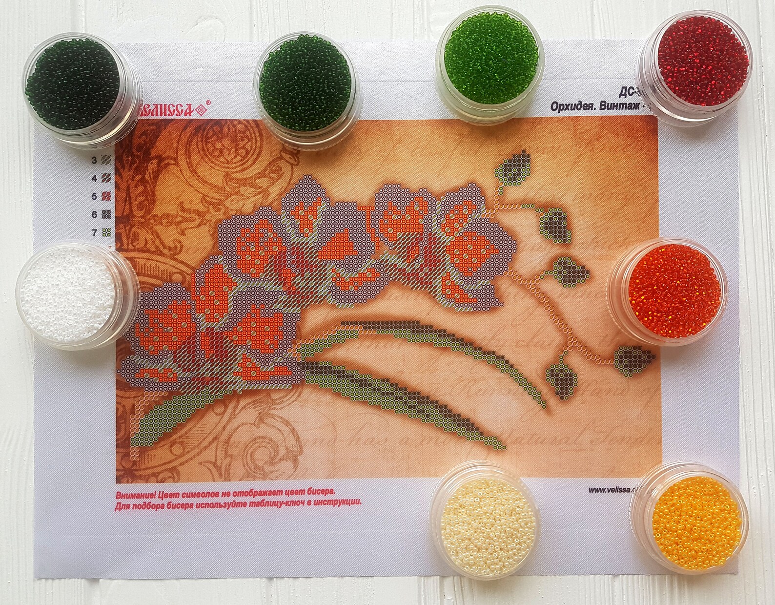 Orchid Bead embroidery kit Floral DIY 3D Needlepoint Tapestry | Etsy