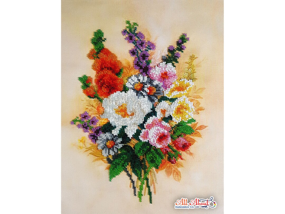 Summer Flowers Wildflowers Bead Embroidery Needlepoint Tapestry Kit ...
