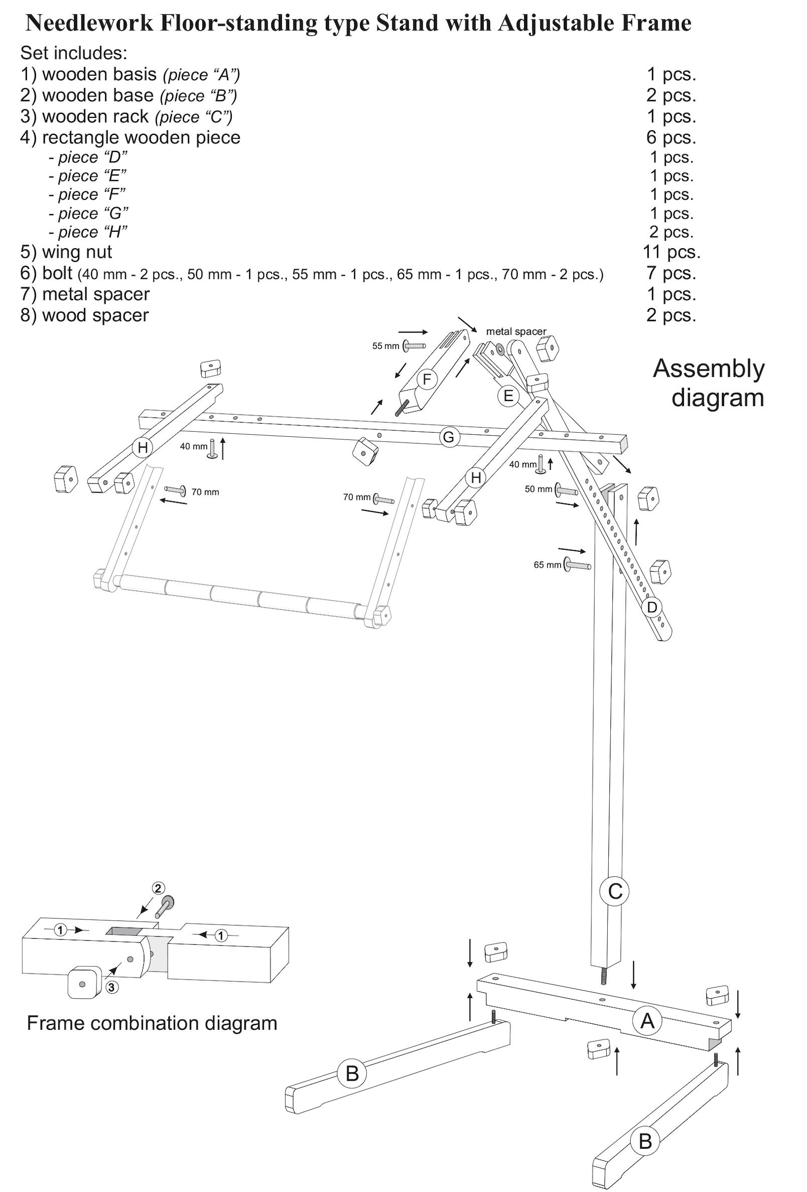 Needlework Floor-standing Type Stand With Adjustable Frame - Etsy