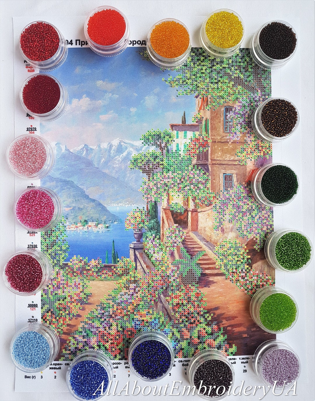 Beaded Cross Stitch Kit Beach Town Bead Embroidery Needlepoint - Etsy