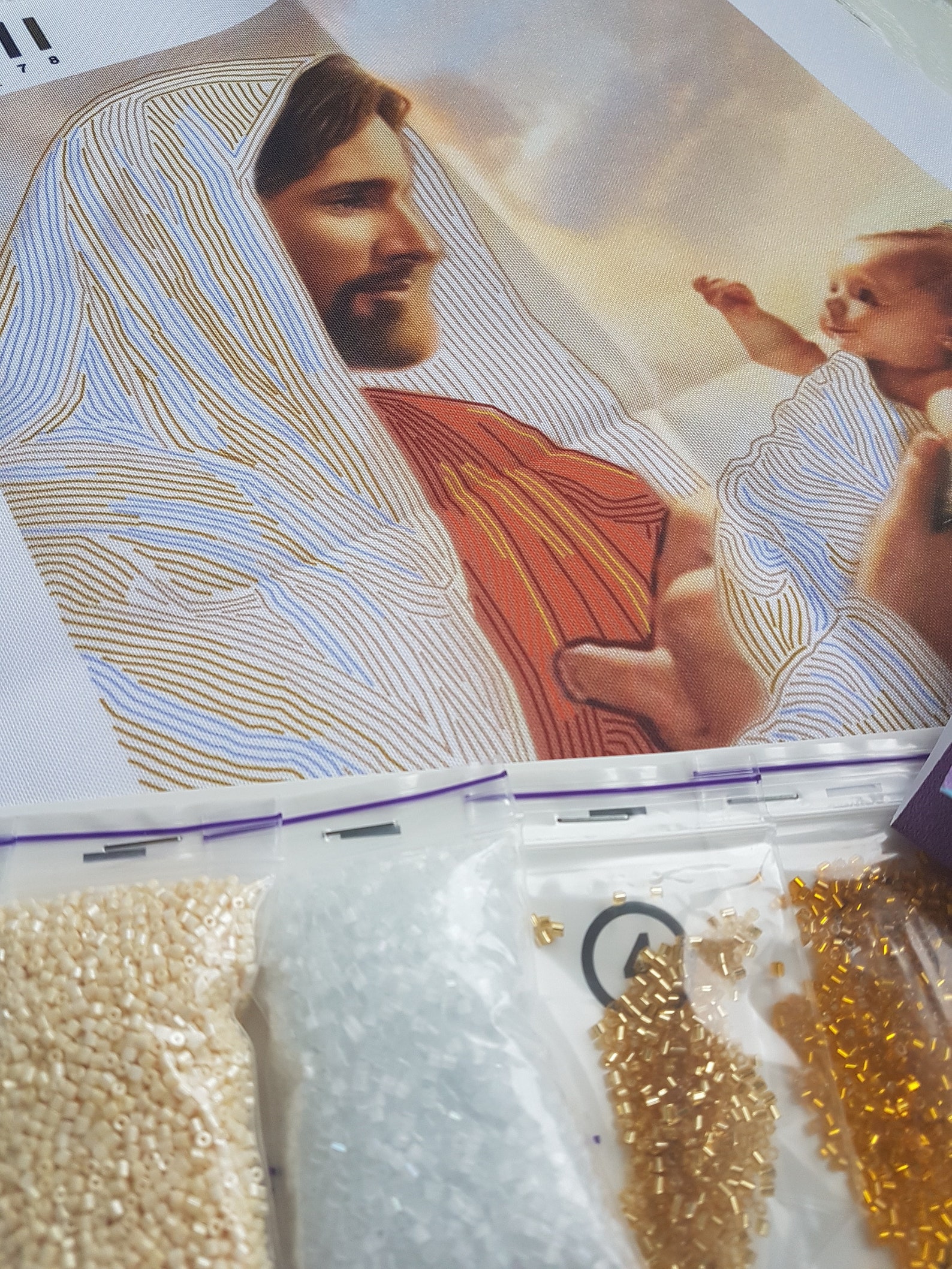Bead Embroidery Kit Jesus Christ With a Baby Religious Icon Beaded ...