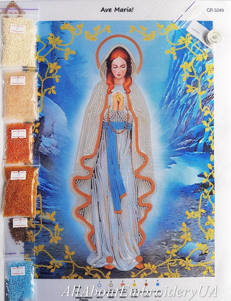 Ave Maria Bead Embroidery kit Religion Icon 3D Needlepoint | Etsy