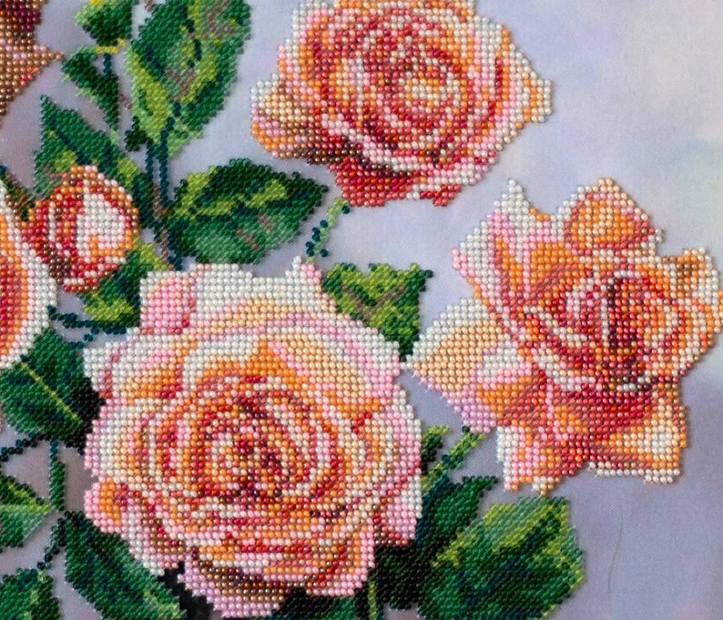 Bead Embroidery Kit Roses Needlepoint Tapestries Kit Floral Hand ...