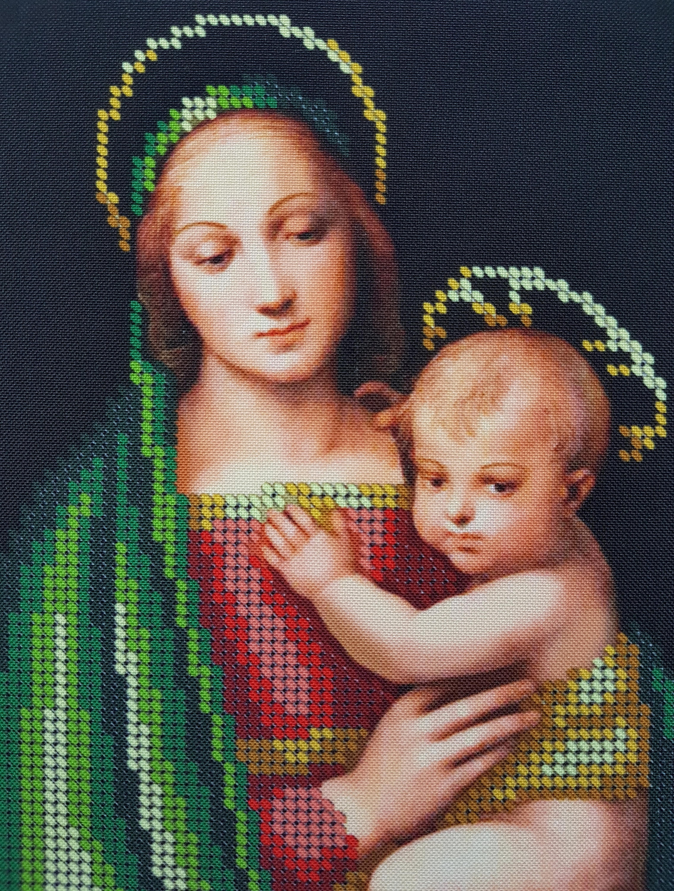 Beaded embroidery kit Madonna and the Child beaded cross | Etsy