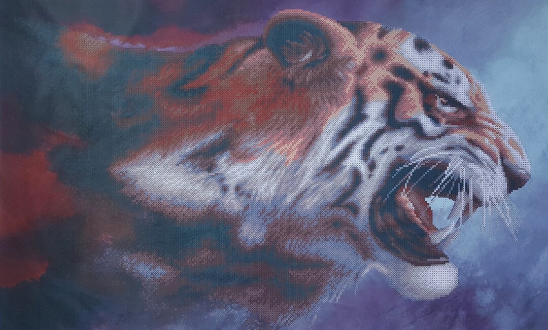 Tiger Bead Embroidery Needlepoint Kit Woodlands Animal Tapestry Beading ...