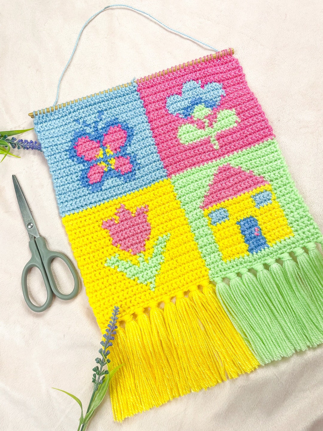 Crochet Pattern, Home Sweet Home Wall Hanging, Crochet Wall Hanging ...