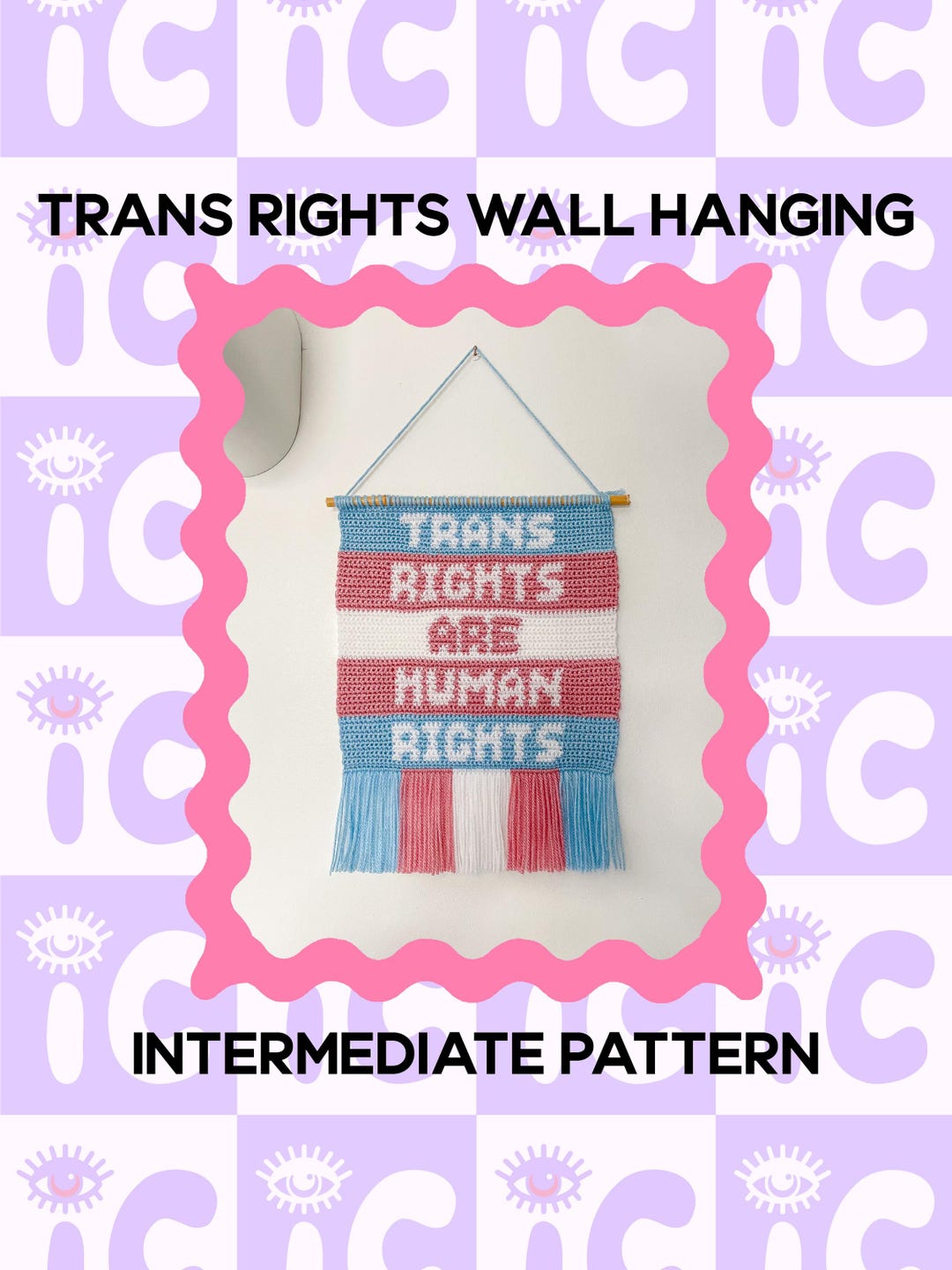 Crochet Pattern, Trans Rights Wall Hanging, Crochet Wall Hanging ...