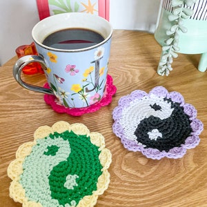 Custom Crochet Coasters, Yin Yang Coasters, Handmade Coasters, Custom ...