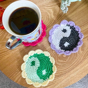 Custom Crochet Coasters, Yin Yang Coasters, Handmade Coasters, Custom ...