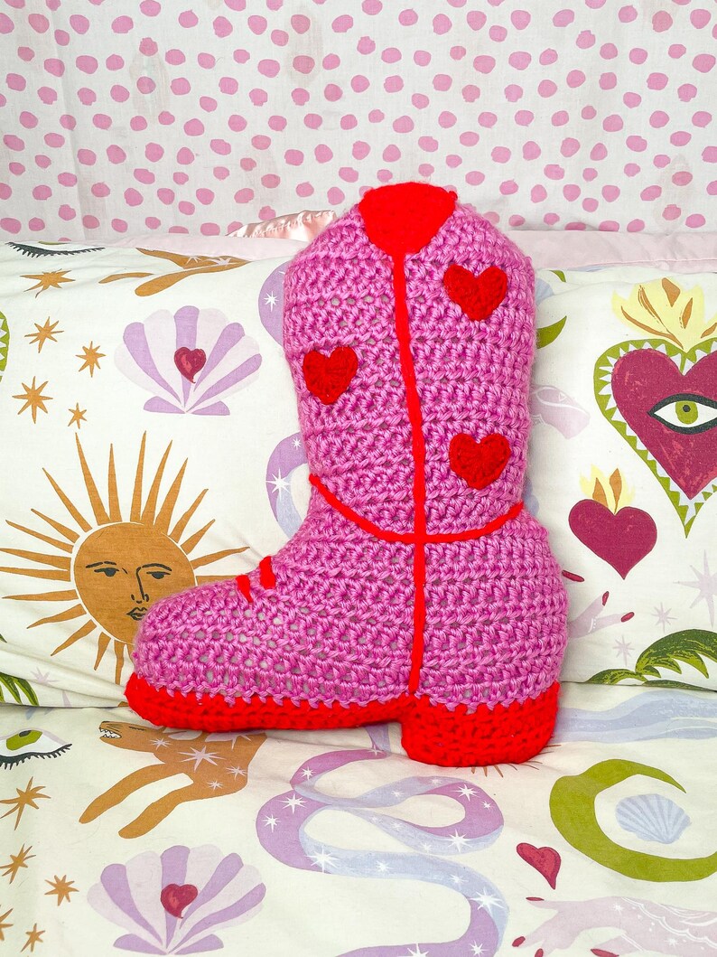 Crochet Pattern, Cowboy Boot Cushion Pattern, Y2K Crochet Pillow ...