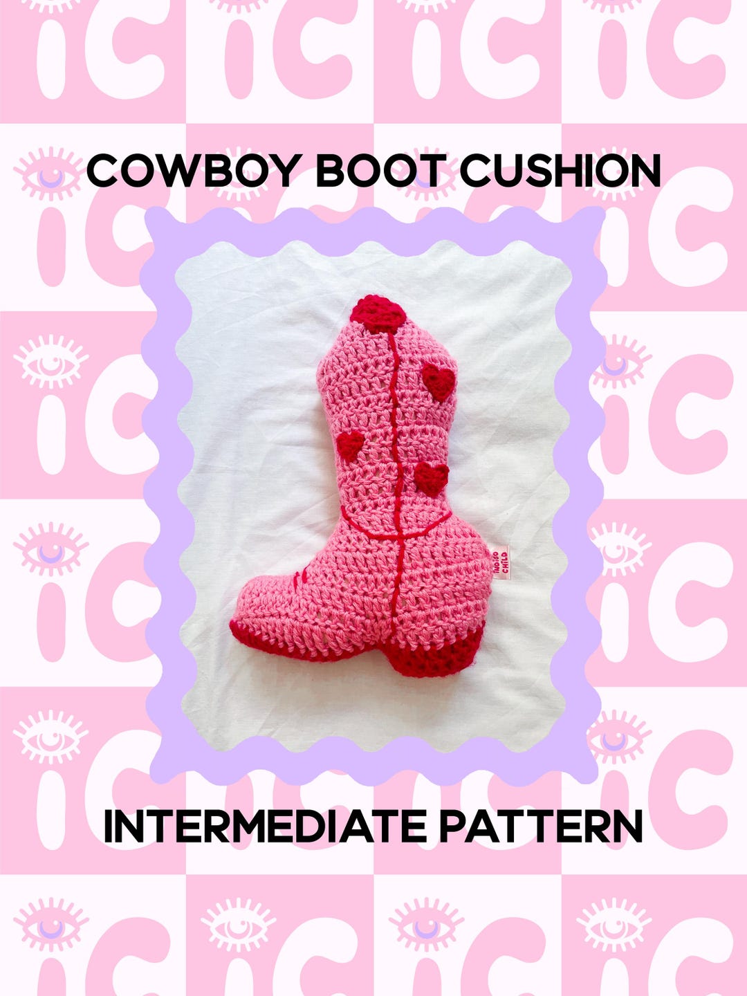 Crochet Pattern, Cowboy Boot Cushion Pattern, Y2K Crochet Pillow ...