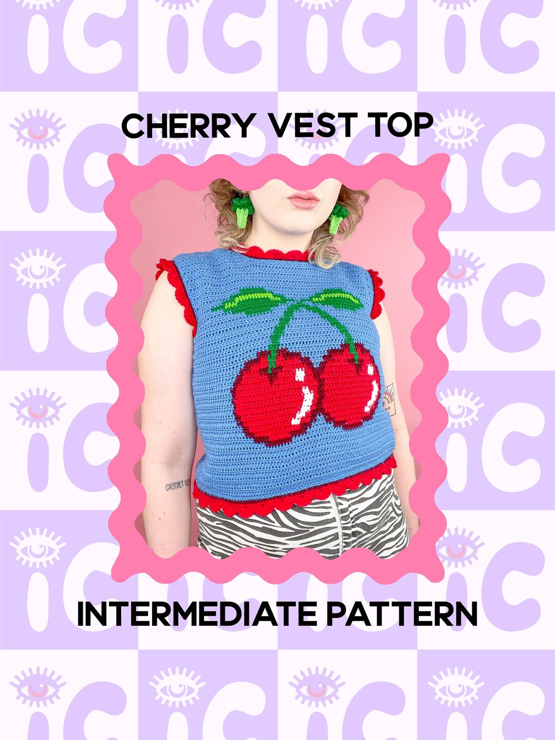 Crochet Pattern, Cherry Vest Top Pattern, Modern Tapestry Crochet ...